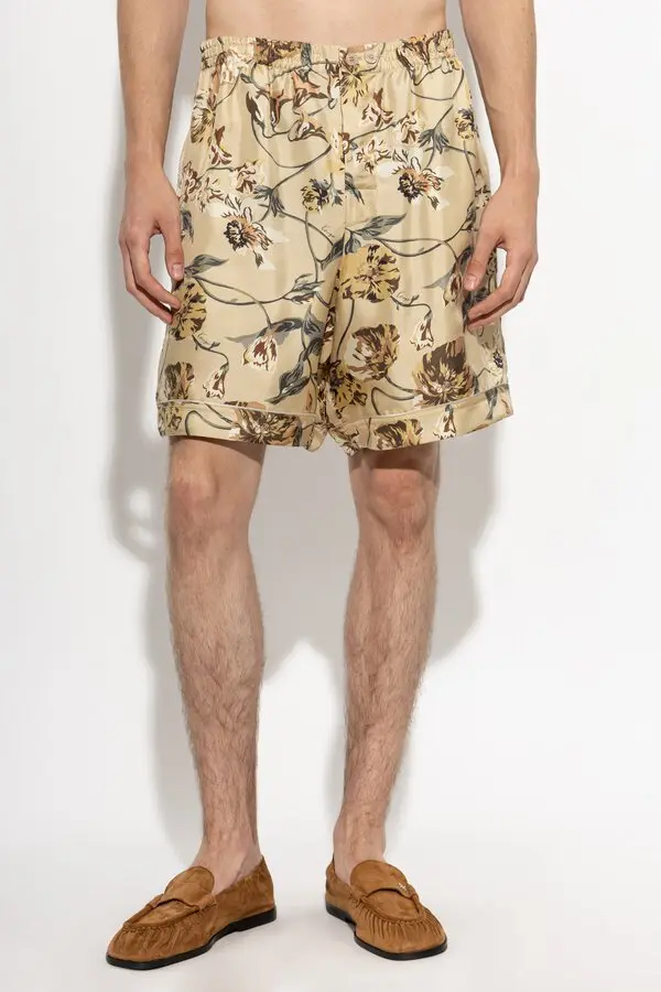 Kenzo Silk Shorts With Floral Motif