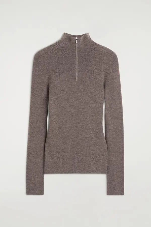 Cos Seamless Merino Wool Zip-up Top - Beige
