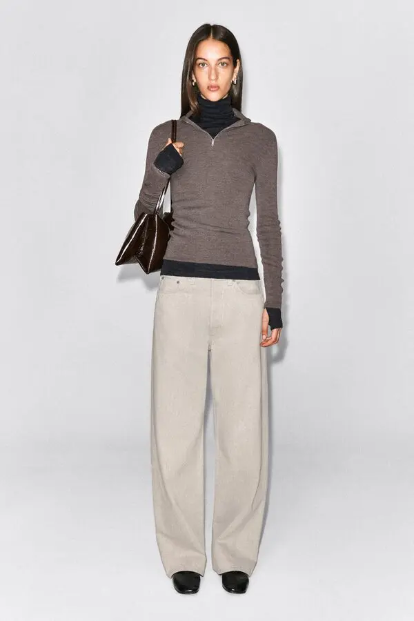 Cos Seamless Merino Wool Zip-up Top - Beige