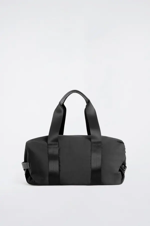 Cos Leather-detail Duffel Bag Nylon - Black