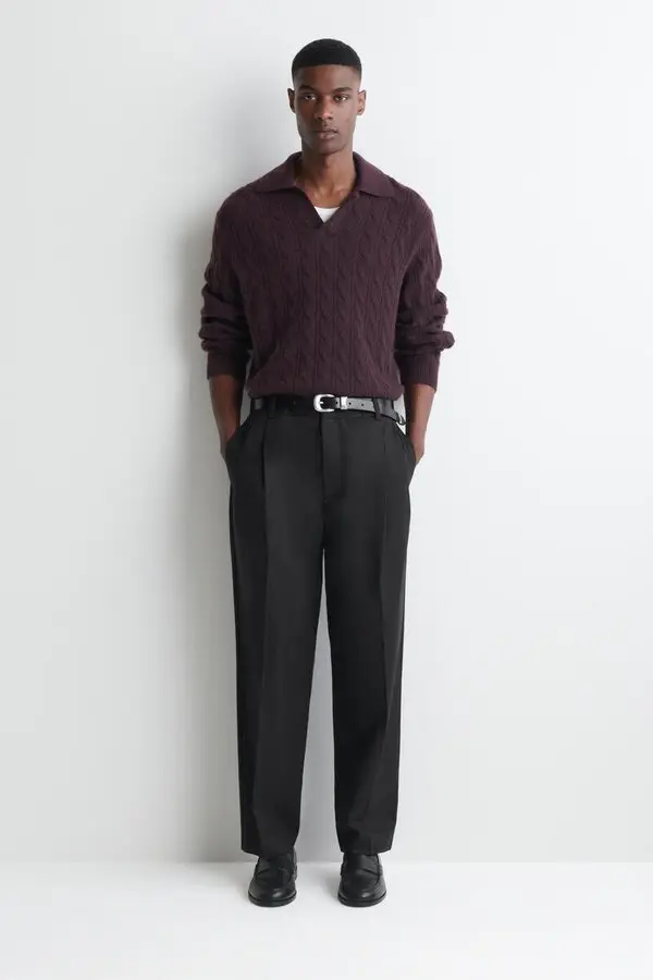 Cos Cable-knit Cashmere Polo Sweater