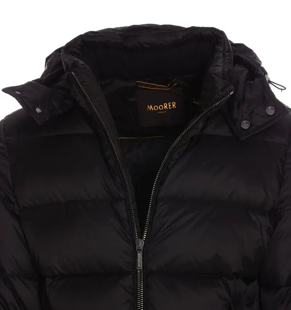 MOORER Brett-sh Hooded Zipped Down Jacket - Black