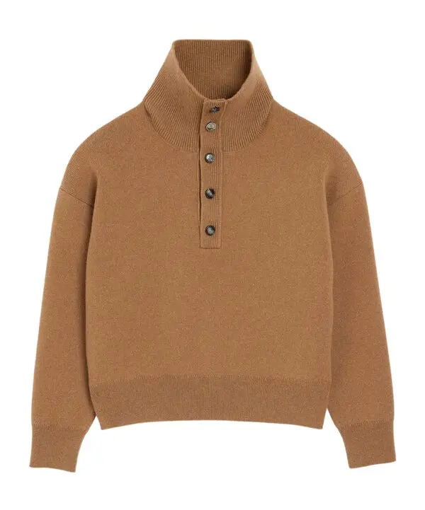 AMI Paris High Buttoned Collar Sweater