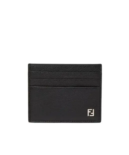 Fendi Ff Card Holder Full-grain Leather Card Holder