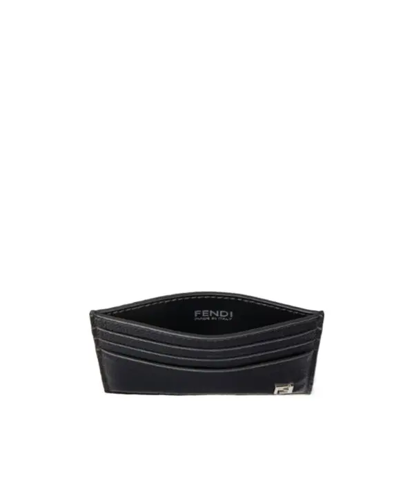 Fendi Ff Card Holder Full-grain Leather Card Holder