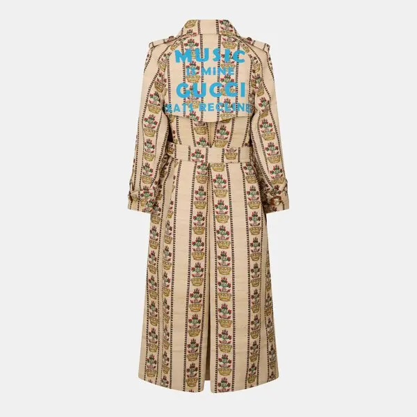 Gucci Fitted Trench Coat With Floralcorolla Design