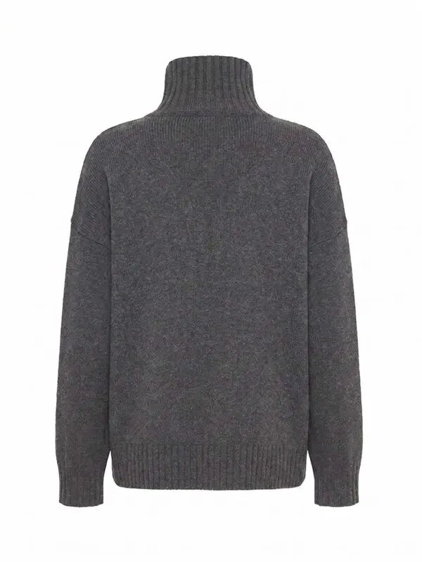 Max Mara Half-zipped Long-sleeved Jumper - Dark Gray
