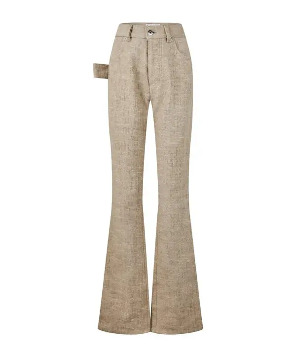 Bottega Veneta Linentextured Highwaisted Flare Pants - No