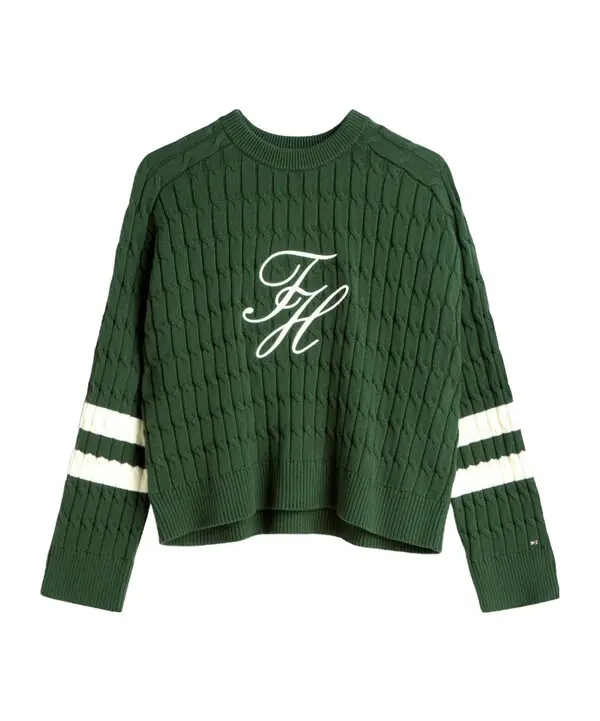 Tommy Hilfiger Cableknit Cropped Sweater - No