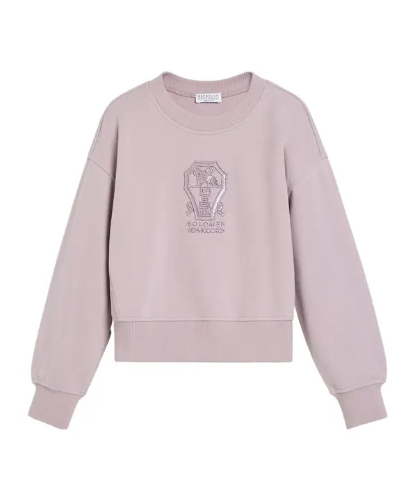 Brunello Cucinelli Cotton Smooth French Terry Sweatshirt With Dazzling Logo