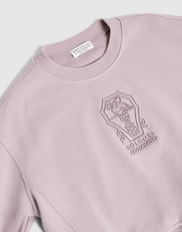Brunello Cucinelli Cotton Smooth French Terry Sweatshirt With Dazzling Logo