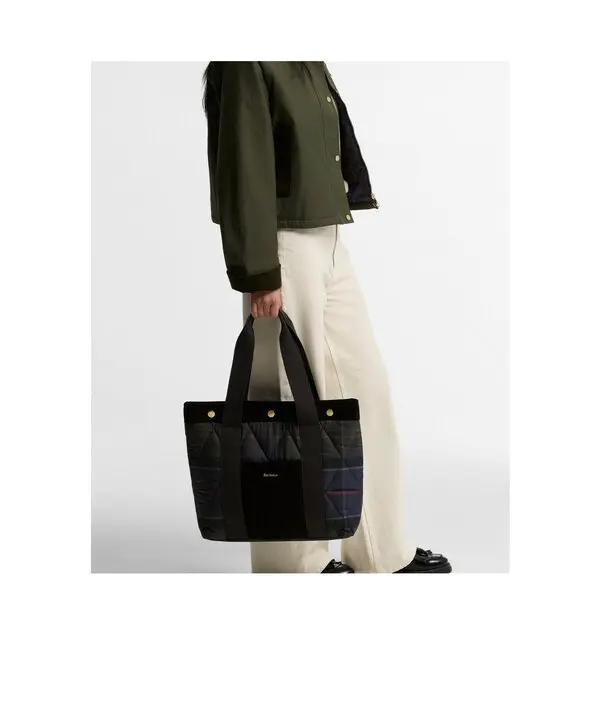 Barbour Plaid Quilted Tote Bag