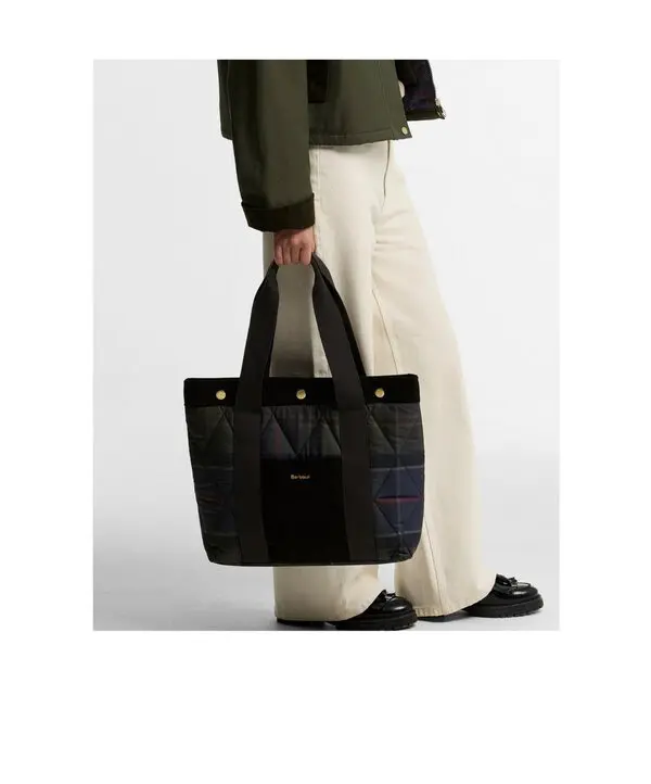 Barbour Plaid Quilted Tote Bag