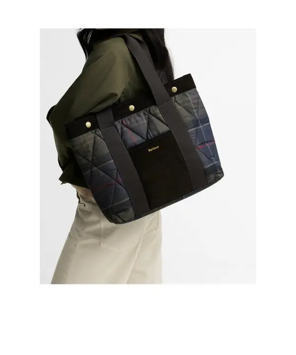 Barbour Plaid Quilted Tote Bag