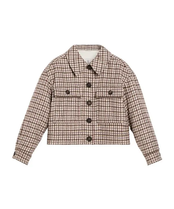 Brunello Cucinelli Checked Wool And Alpaca Outerwear Jacket With Thermore Padding And Monili