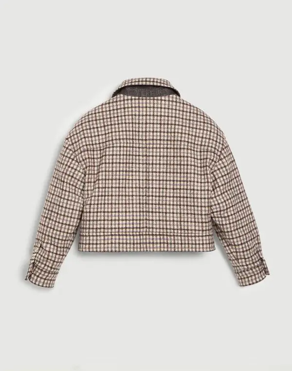 Brunello Cucinelli Checked Wool And Alpaca Outerwear Jacket With Thermore Padding And Monili