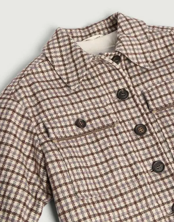 Brunello Cucinelli Checked Wool And Alpaca Outerwear Jacket With Thermore Padding And Monili