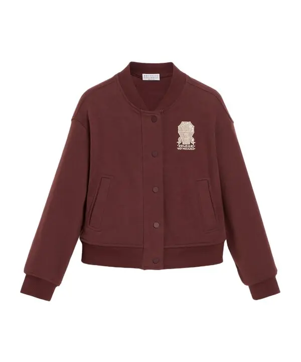 Brunello Cucinelli Cotton Smooth French Terry Bomber-style Sweatshirt With Dazzling Logo