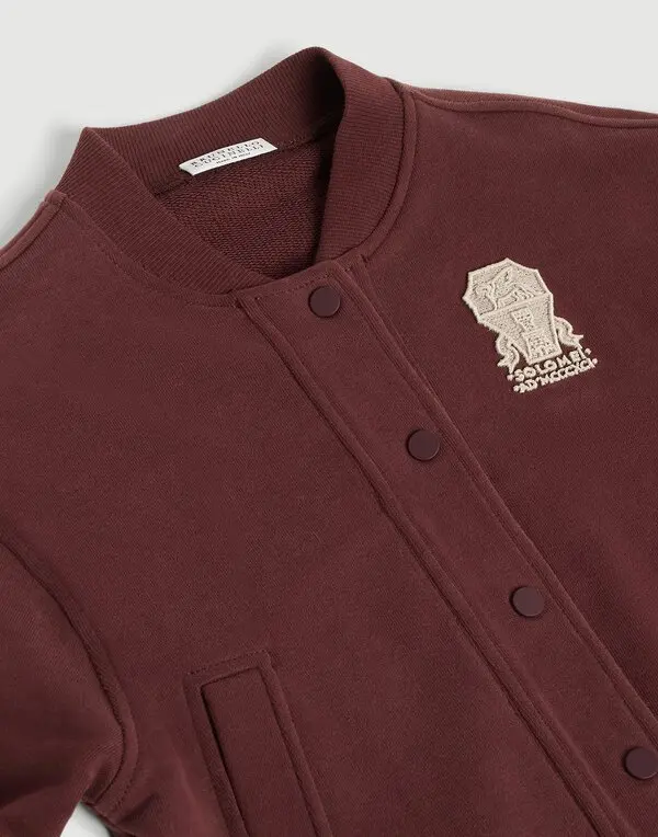 Brunello Cucinelli Cotton Smooth French Terry Bomber-style Sweatshirt With Dazzling Logo