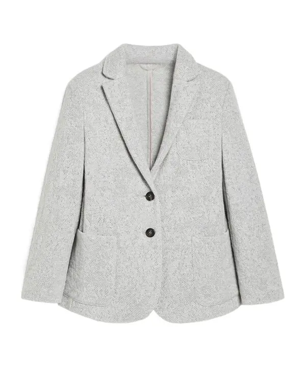 Brunello Cucinelli Lace Flowers Jersey Blazer In Sparkling Virgin Wool And Cashmere