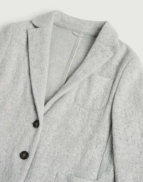 Brunello Cucinelli Lace Flowers Jersey Blazer In Sparkling Virgin Wool And Cashmere