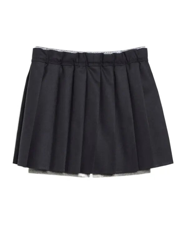 Brunello Cucinelli Techno Virgin Wool Flannel Pleated Mini Skirt