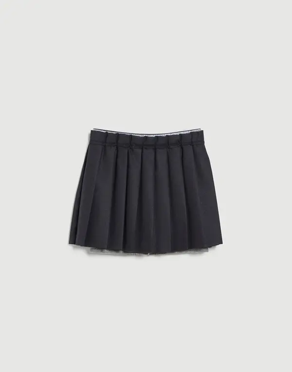 Brunello Cucinelli Techno Virgin Wool Flannel Pleated Mini Skirt