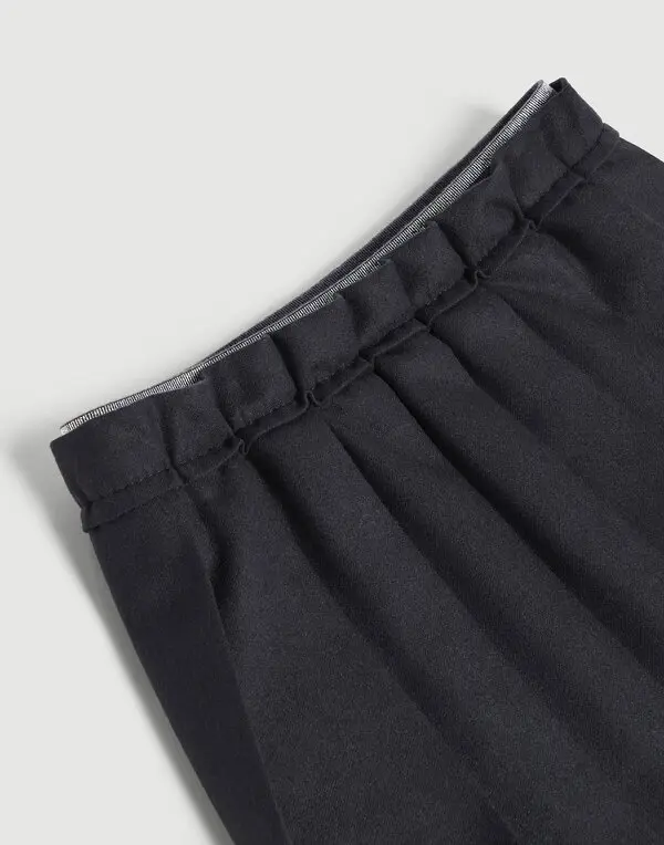 Brunello Cucinelli Techno Virgin Wool Flannel Pleated Mini Skirt