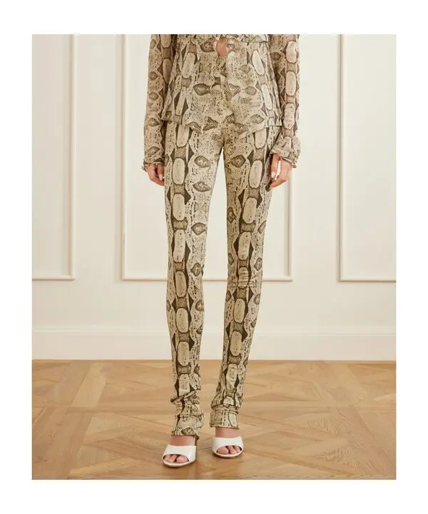 Gucci Snake-print Casual Trousers - Gray