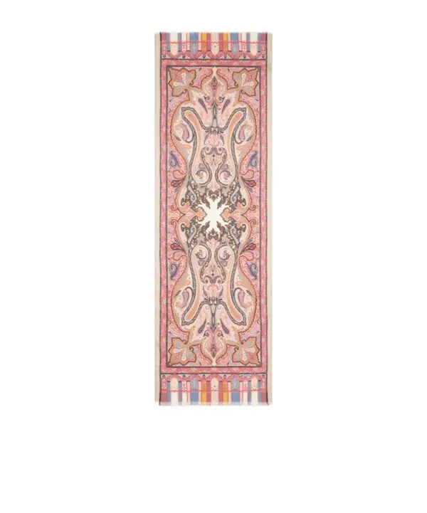 Etro Cashmere, Silk And Wool Scarf With Paisley Motif - Pink