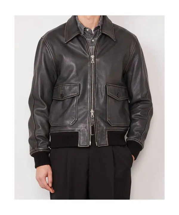 Officine Générale Zippered Leather Jacket