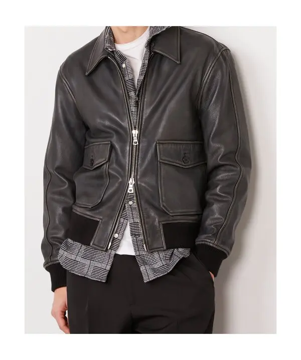 Officine Générale Zippered Leather Jacket
