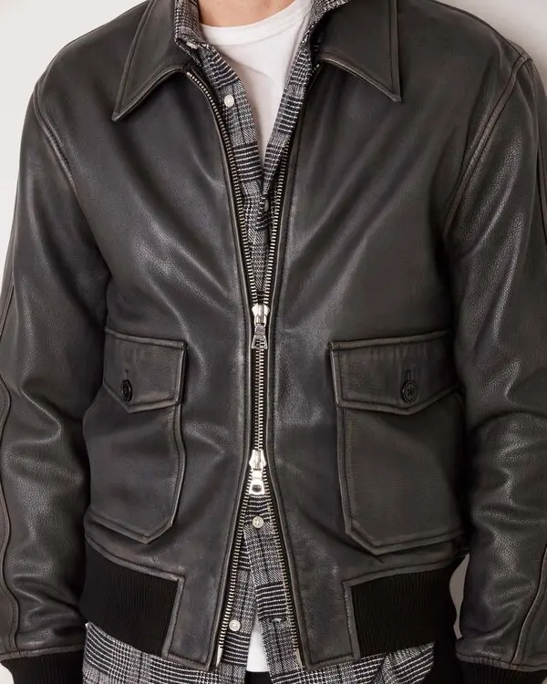 Officine Générale Zippered Leather Jacket