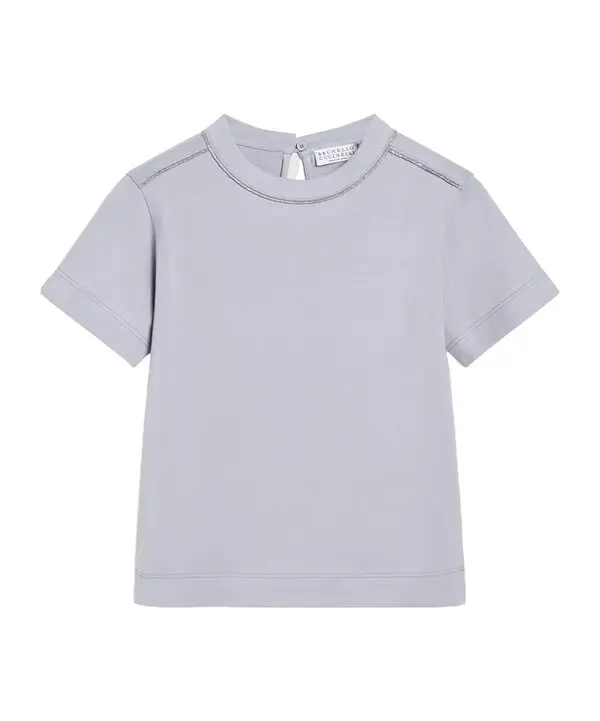 Brunello Cucinelli Cotton Jersey T-shirt With Sparkling Piping