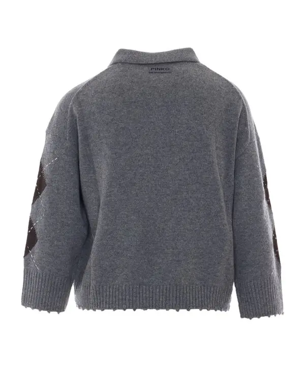 Pinko Argyle-pattern Collared Sweater