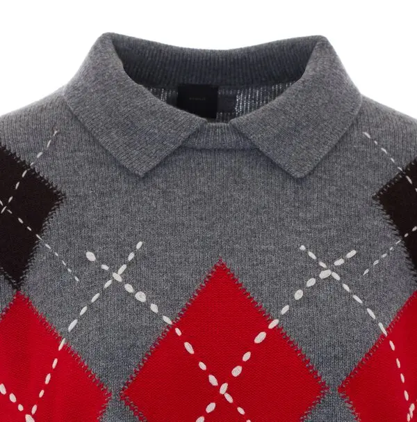 Pinko Argyle-pattern Collared Sweater