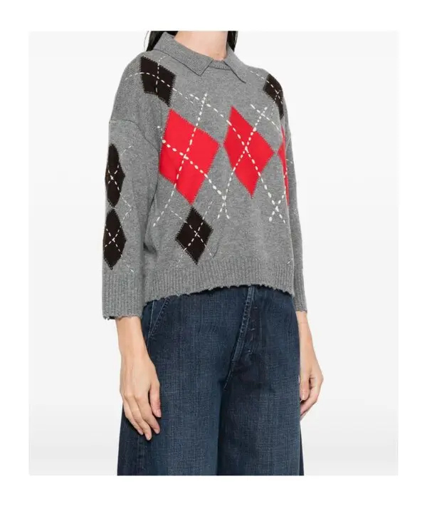 Pinko Argyle-pattern Collared Sweater
