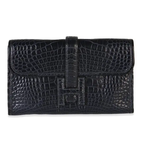 Hermès Marine Matte Mississippi Alligator Jige Clutch