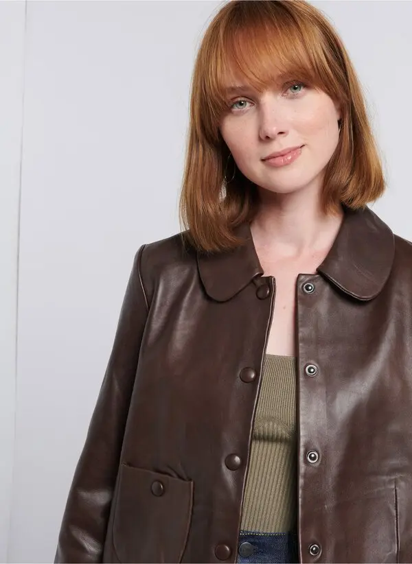 Ba&sh Long-sleeved Leather Jacket