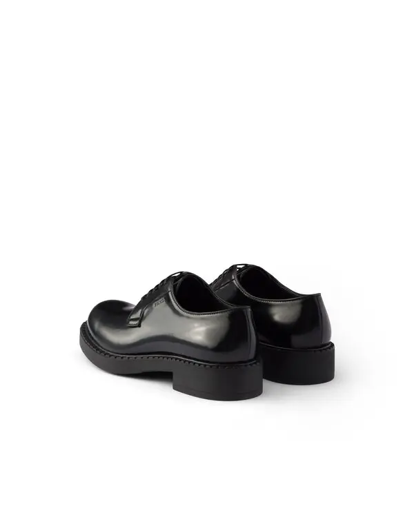 Prada Chocolate Brushed Leather Derby Shoes