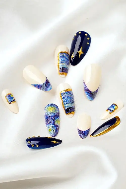 NEVER HAVE I EVER SHOP Van Gogh The Starry Night Almond Press On Nails