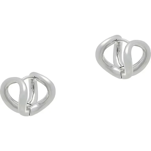 REISS Phoebe Parallel Lines Huggie Earrings - Silver Tone