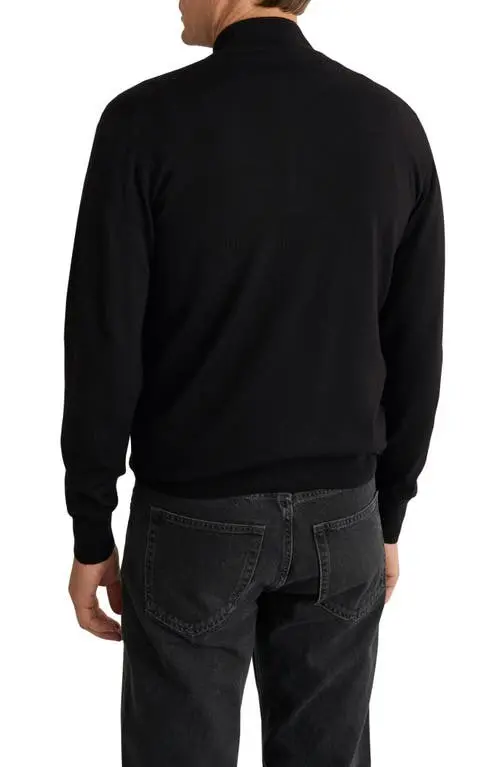 Eton Merino Wool Quarter Zip Sweater - Black