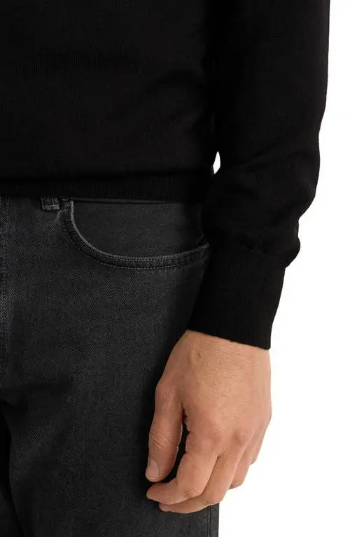 Eton Merino Wool Quarter Zip Sweater - Black