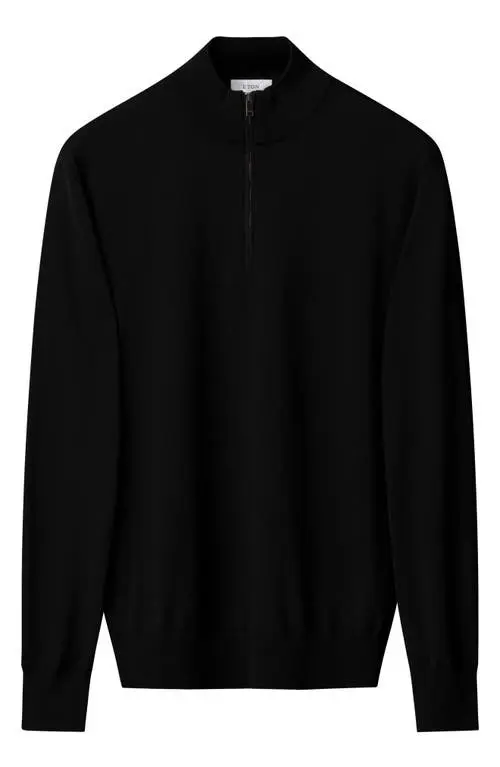 Eton Merino Wool Quarter Zip Sweater - Black