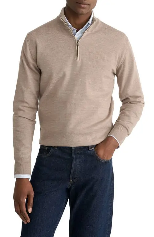 Eton Merino Wool Quarter Zip Sweater - Light Beige