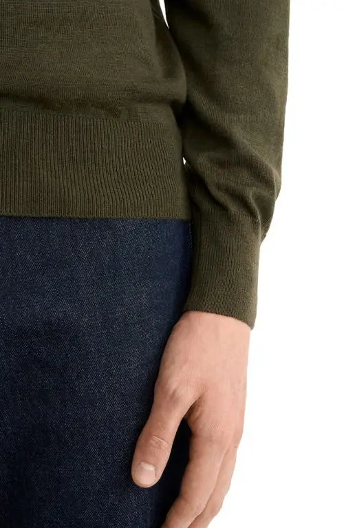 Eton Merino Wool Quarter Zip Sweater - Medium Green