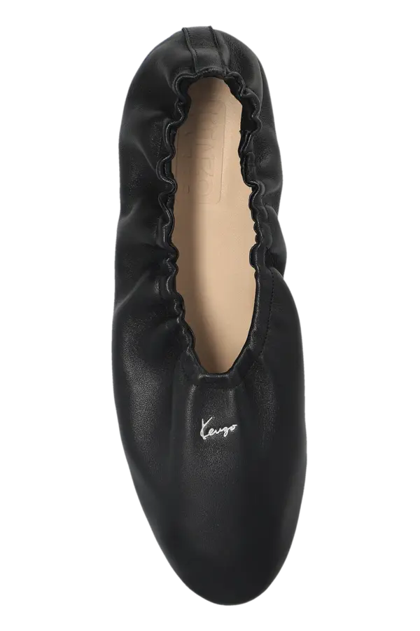 Kenzo Leather Ballet Flats With Logo