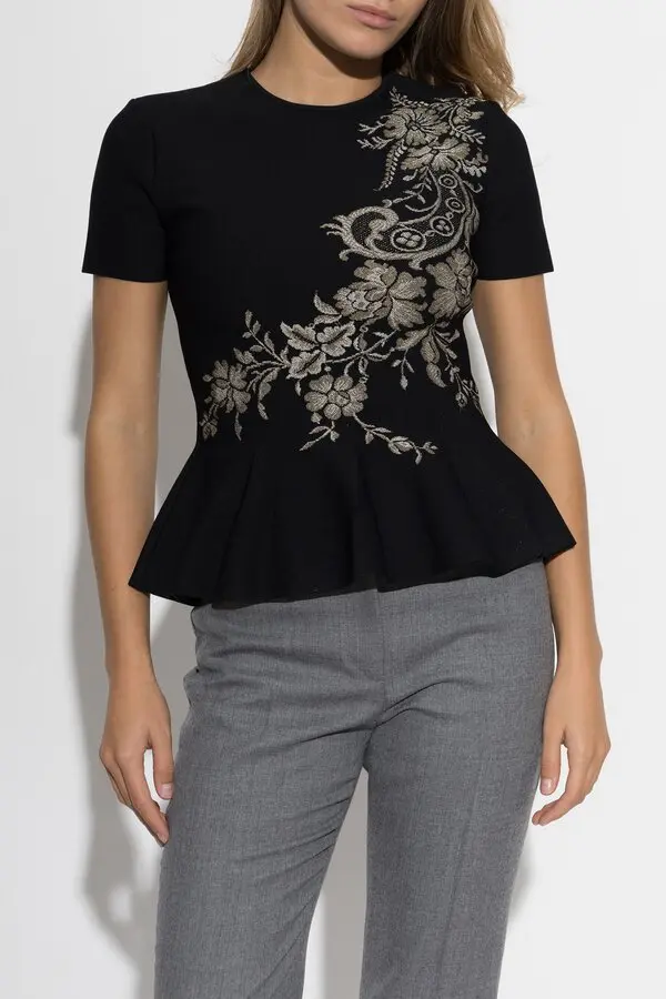 Alexander McQueen Top With A Floral Motif