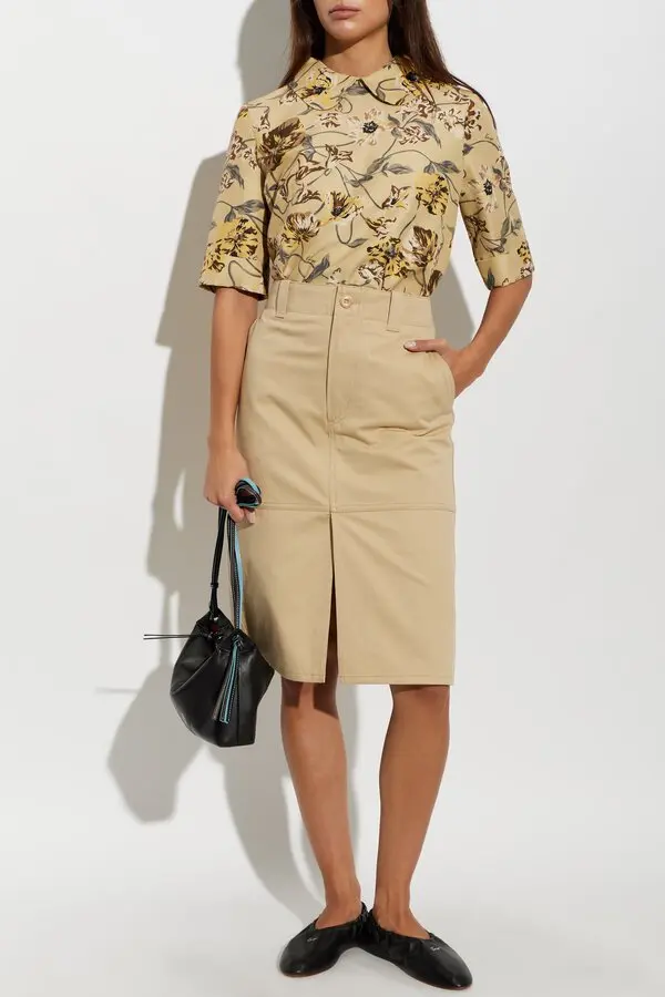 Kenzo Cotton Skirt With A Slit